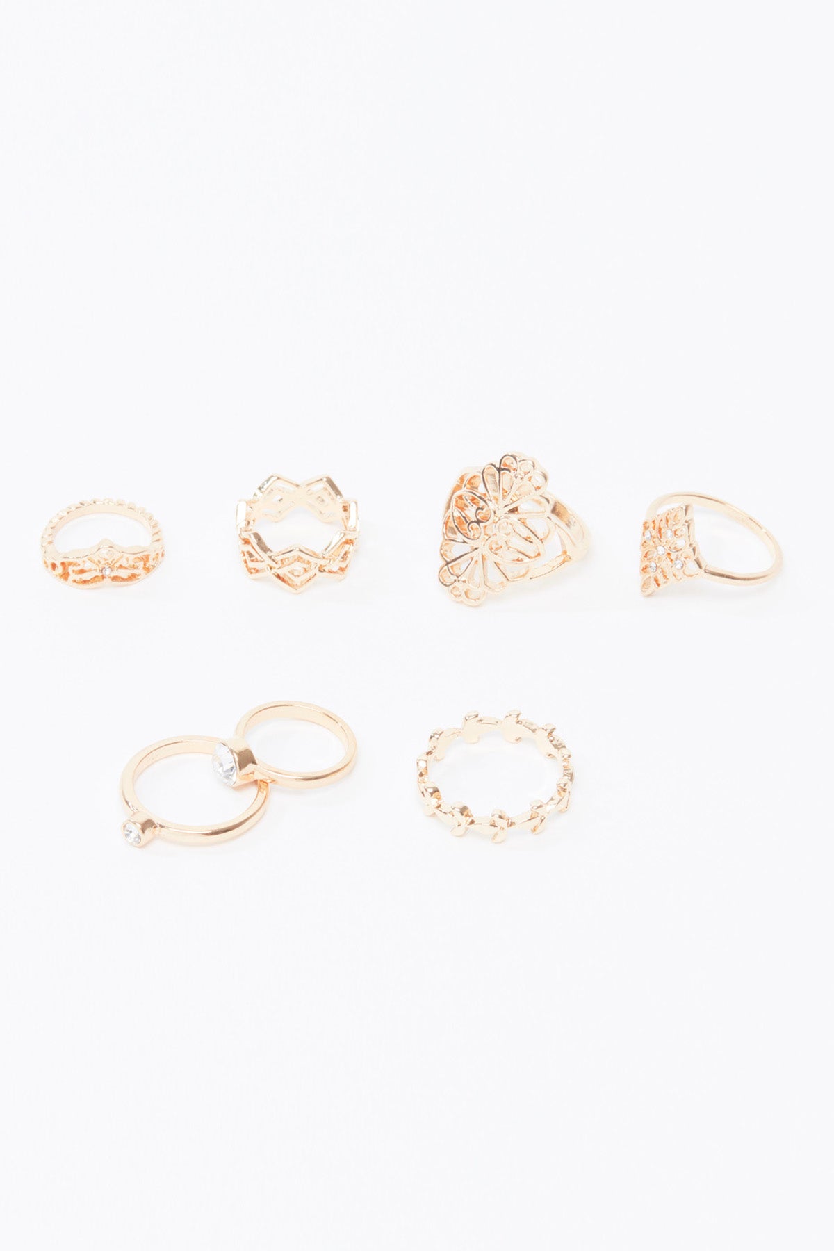 Splash Set of 7 - Embellished Finger Rings Gold Women Rings – staging ...