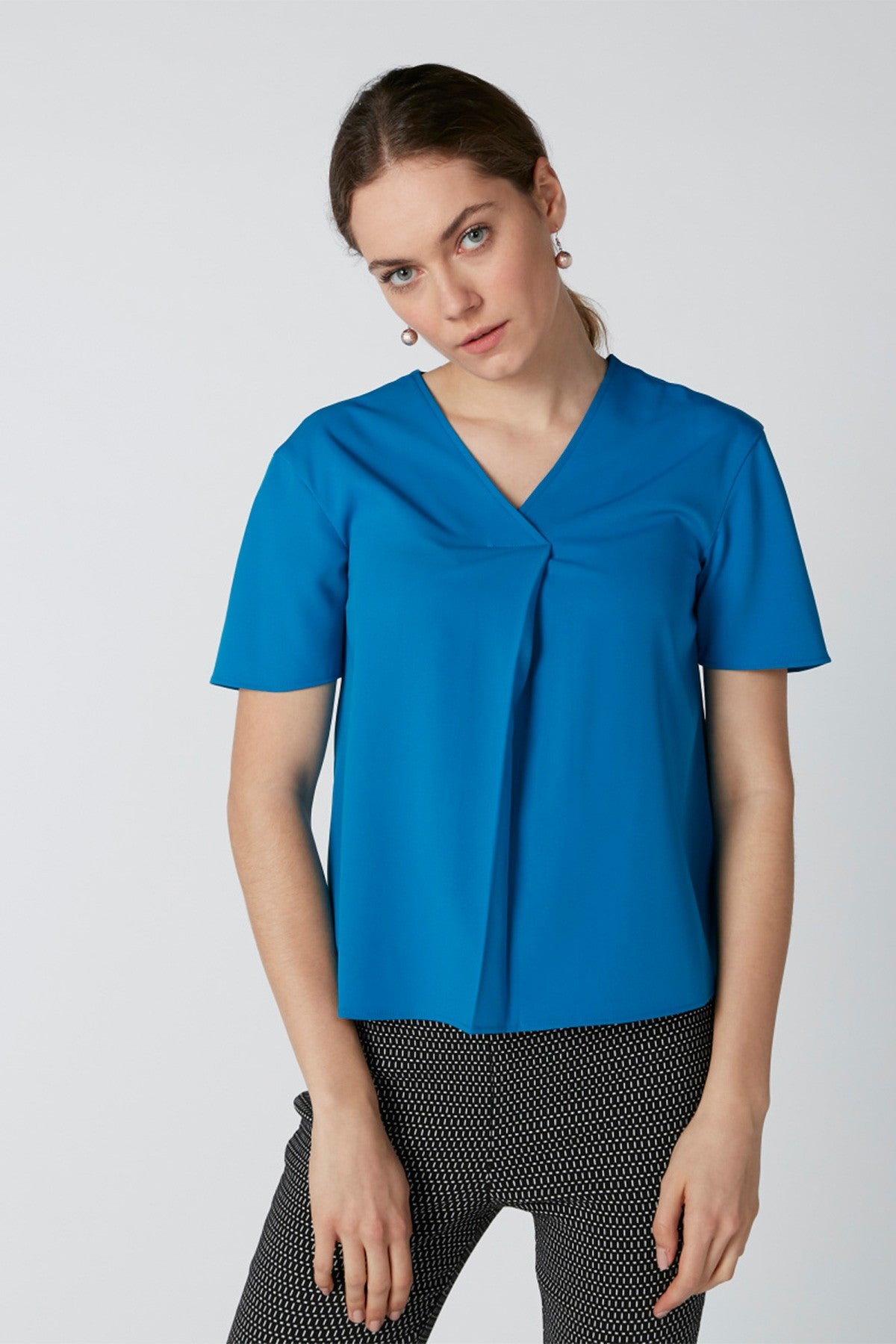 Splash V-Neck Top with Short Sleeves Blue Women Tops|akgalleria.com ...